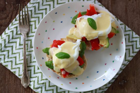 Eggs Benedict with Avocado & Roasted Red Pepper Recipe