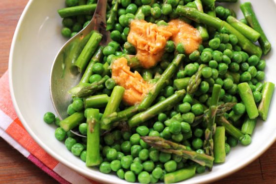 Asparagus and Peas with Miso Butter By Oh My Veggies.com