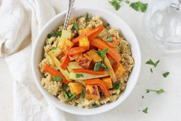 Quinoa Risotto with Roasted Root Vegetables By OhMyVeggies.com