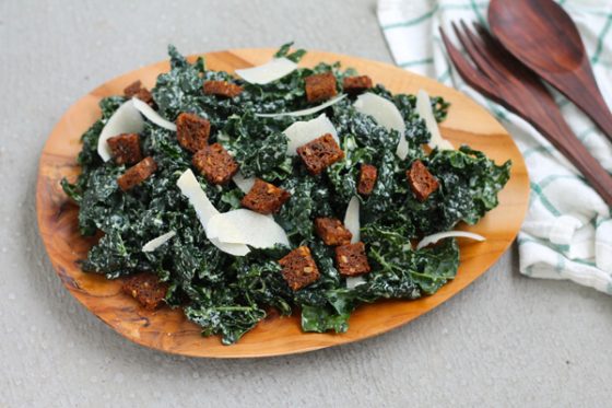Kale Caesar Salad From OhMyVeggies.com