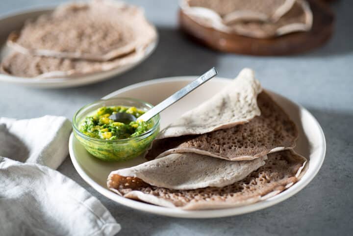 Injera with Cilantro Mango Chutney | Oh My Veggies