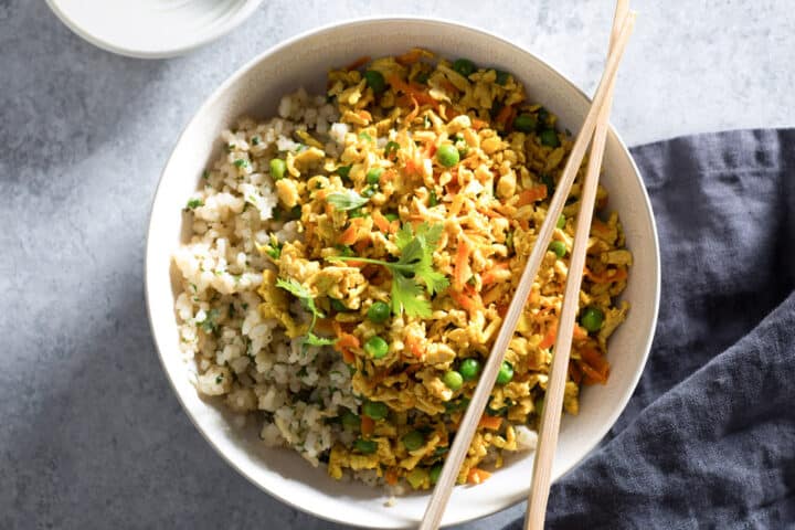 Curried Tofu Hash with Cilantro Fried Rice By OhMyVeggies.com