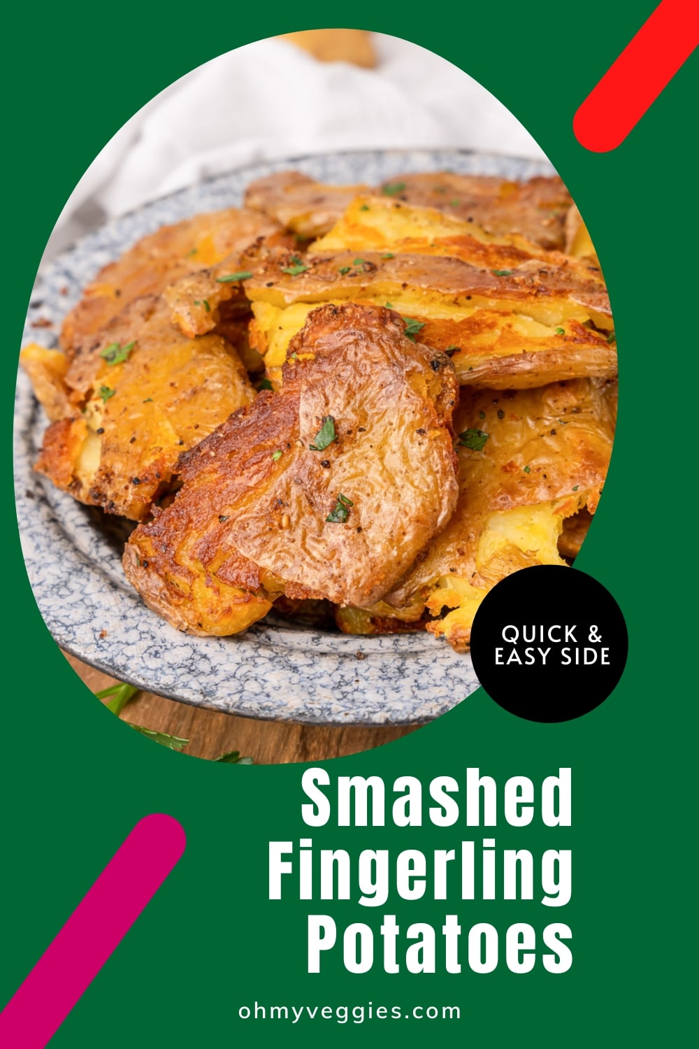 Smashed Fingerling Potatoes - Easy Side Dosh - Oh My Veggies!