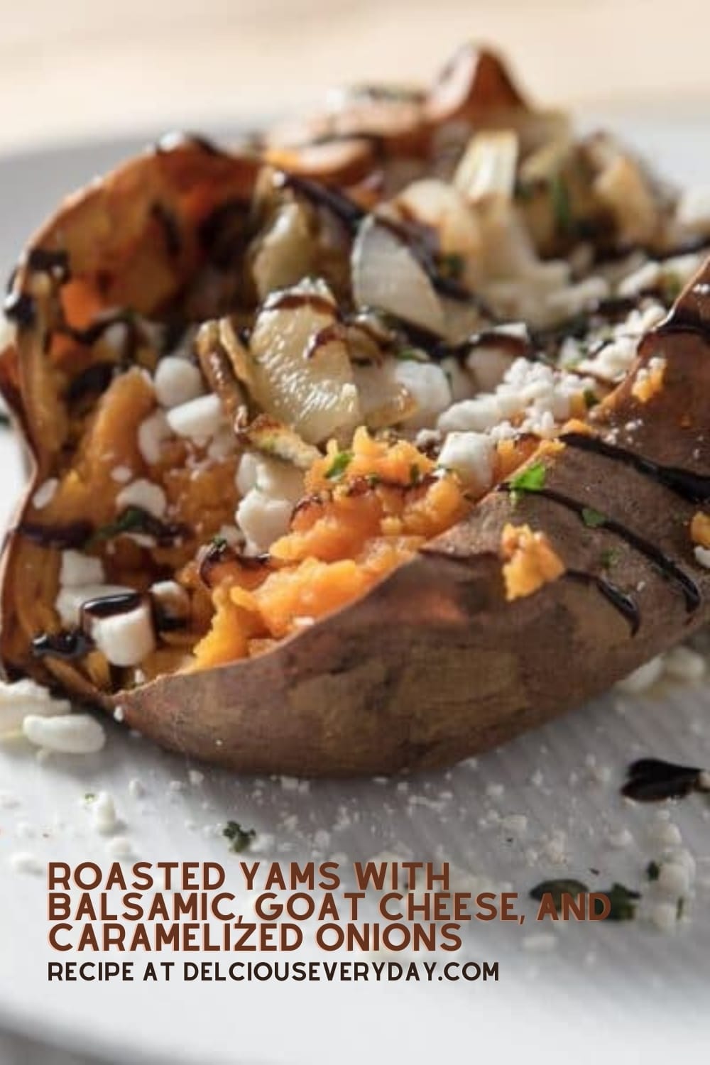 Roasted Yams with Balsamic, Goat Cheese, and Caramelized Onions - Oh My ...