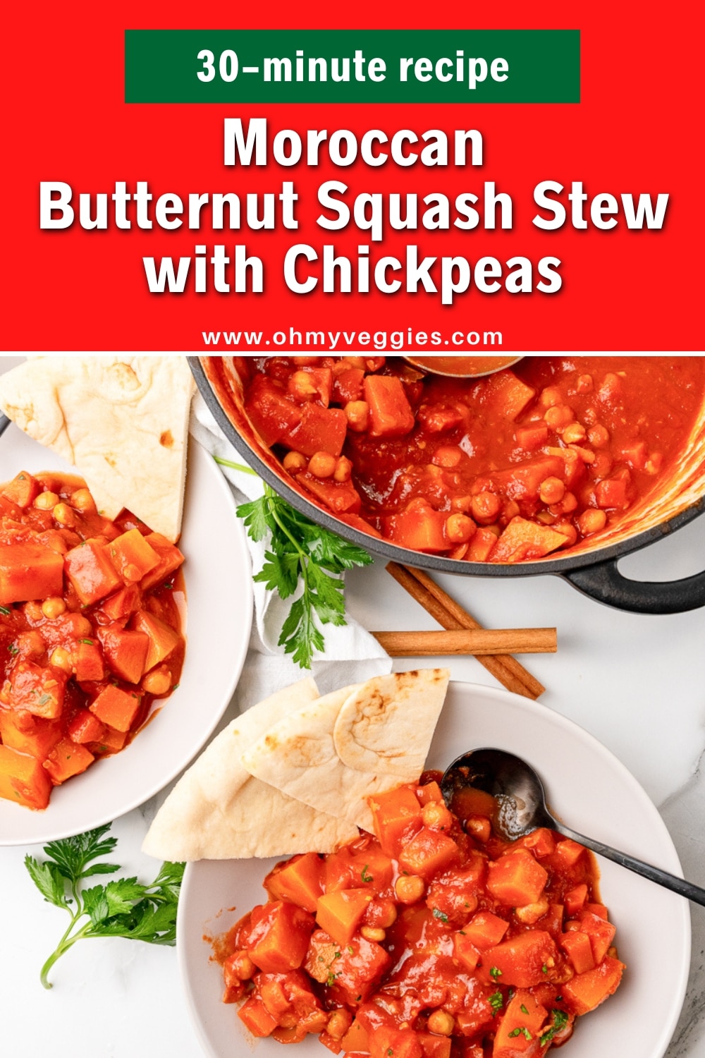 Moroccan Butternut Squash Stew with Chickpeas - Oh My Veggies